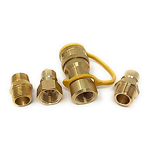 1/2" QDD LP Gas Quick Connect/Disconnect Connector Kit [18654] Solid Brass Dust cover 1/2" NPT Male x QC insert,1/2" NPT Female x QCC Insert Male Nipple 1/2" NPT Natural Gas Propane Fitting Connector