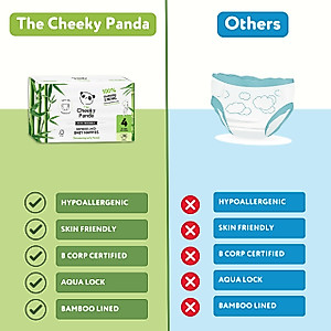 The Cheeky Panda Premium Baby Diapers Size 4 (22-37lbs) | 38 Bamboo Lined Disposable Diapers for Sensitive Skin