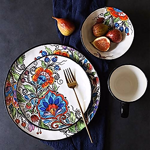 Style Floral Cutlery Set Ceramic Dish Porcelain Dessert Plate Fruit Dishes Dinnerware Set Tableware Tools