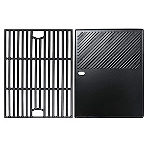 Uniflasy Cast Iron Cooking Grate and Cooking Griddle Replacement for Nexgrill 4 Burner 720-0830H 720-0670A 720-0783E 5 Burner 720-0888N Uniflame GBC981 Replacement for Kenmore 41516106210 415.16106210