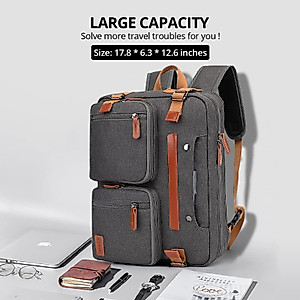 MOLNIA 3 in 1 Laptop Backpack, 17.3 inch Computer Bags for Men, Laptop Backpack for Men, for Travel Bussiness Men Women,Dark Grey