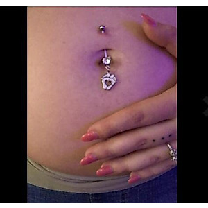 D.Bella 14G Pregnancy Belly Button Rings for Women Flexible Belly Button Ring Long Maternity Belly Button Ring Silicon Belly Button Rings