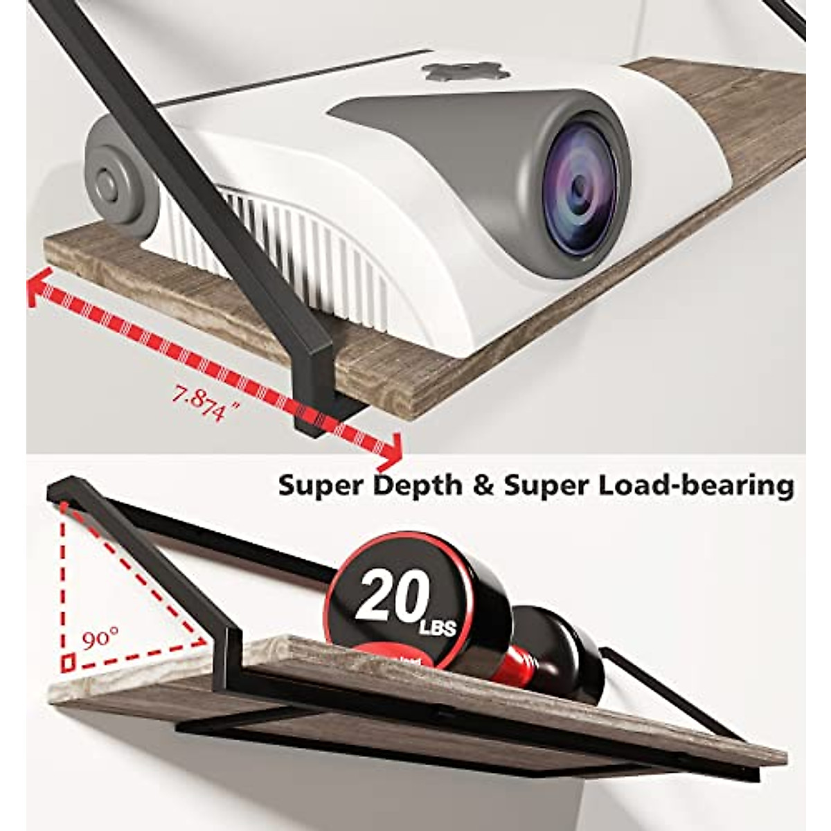 ARTLUO Shelves for Wall Decor Set of 2，24 Inch Floating Wall Shelves，Floating Book Shelves for Wall，Natural Wood Floating Shelves，Wall Mounted Bookshelf，Wall Shelves for Bedroom，Living Room，Bathroom