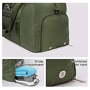 Ceneda 20" Gym Duffel Bag with Wet Pocket Shoes Compartment Portable Overnight Weekender Bag Travel bag Yoga Bag for Women (Green)