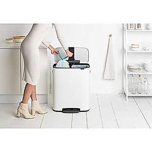 Brabantia Recycling Pedal Bin, Steel, White, Large (2x30L)