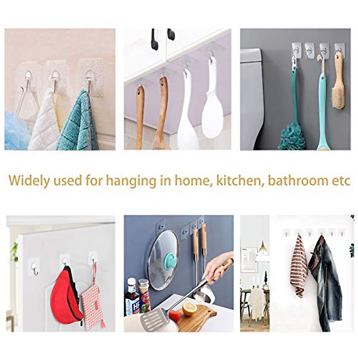 COLOGO Adhesive Hooks 20 Pack 22lb(Max) Adhesive Wall Hooks, Heavy Duty Self Adhesive Hooks for Kitchens, Bathroom, Office