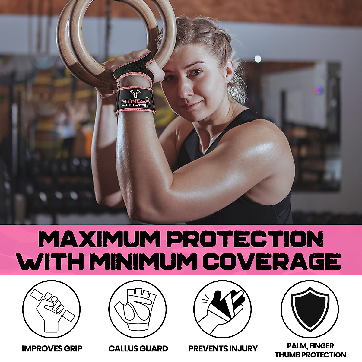 FITNESS FORCE Ventilated Gym Gloves for Men with Built-in Wrist Support for Workouts Weightlifting Gloves Workout Gloves for Women Exercise Fitness Gloves Perfect for Powerlifting, Cross Training