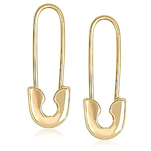14K Yellow Gold Safety Pin Earrings for Women - Pair