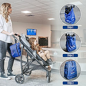 Extra Large- Super Duty Stroller Cover-Extends from 40-50” Tall With Oversized Catabiner-Created for EVENFLO WONDERFOLD, DOONA, JEEP, BOB, VEER, THULE, UPPABABY & more. Protects Wagons, Double, Single Joggers & Strollers for Airplane Travel.