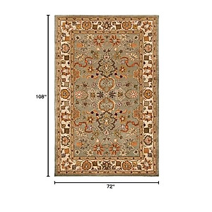 SAFAVIEH Heritage Collection Area Rug - 6' x 9', Light Green & Beige, Handmade Traditional Oriental Wool, Ideal for High Traffic Areas in Living Room, Bedroom (HG959A)