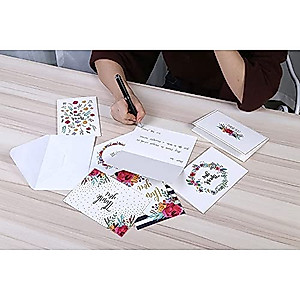 Juvale Assorted Floral Thank You Blank Cards with Envelopes (4x6 In, 48 Pack)