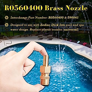 usvehj Swimming Pool Spa Brass Deck Jet Nozzle 590041 R0560400 Replacement for Zodiac Deck Jet Water Design-1/2 NPT (4-Pack)