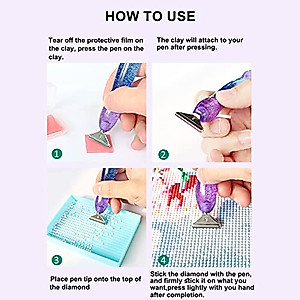 16pcs Silver Metal Tips Diamond Painting Pen Kits, 6pcs Stainless Steel Tips, 6 Glue Clays, 2 Finger Sleeves , 5D Diamond Painting Accessories Tools for DIY Craft, Comfort Grip and Faster Drilling