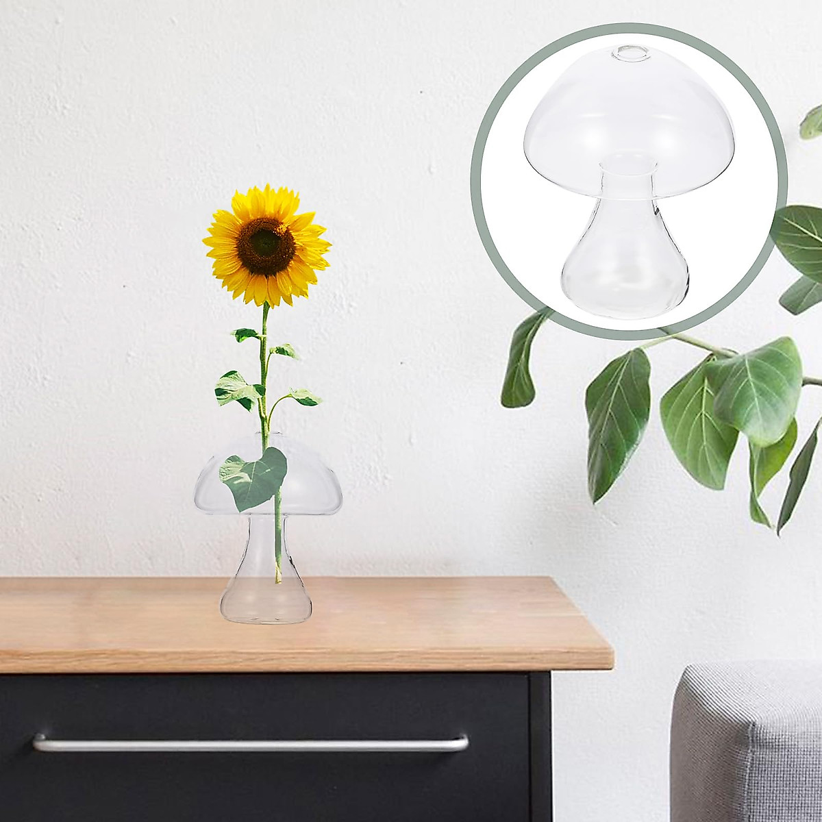 BESPORTBLE 1PC Mushroom Glass Vase Flower Planter Vase Transparent Terrarium Vase Container for Hydroponic Plants Home Dorm Garden Decor (Style2)