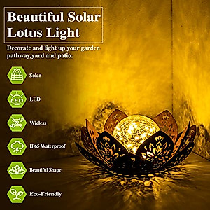 Huaxu Solar Garden Lights Outdoor Decorative - Bright Lotus Flower Table Lamp, Waterproof Solar Lights for Patio Pathway Yard Balcony Outside Decor