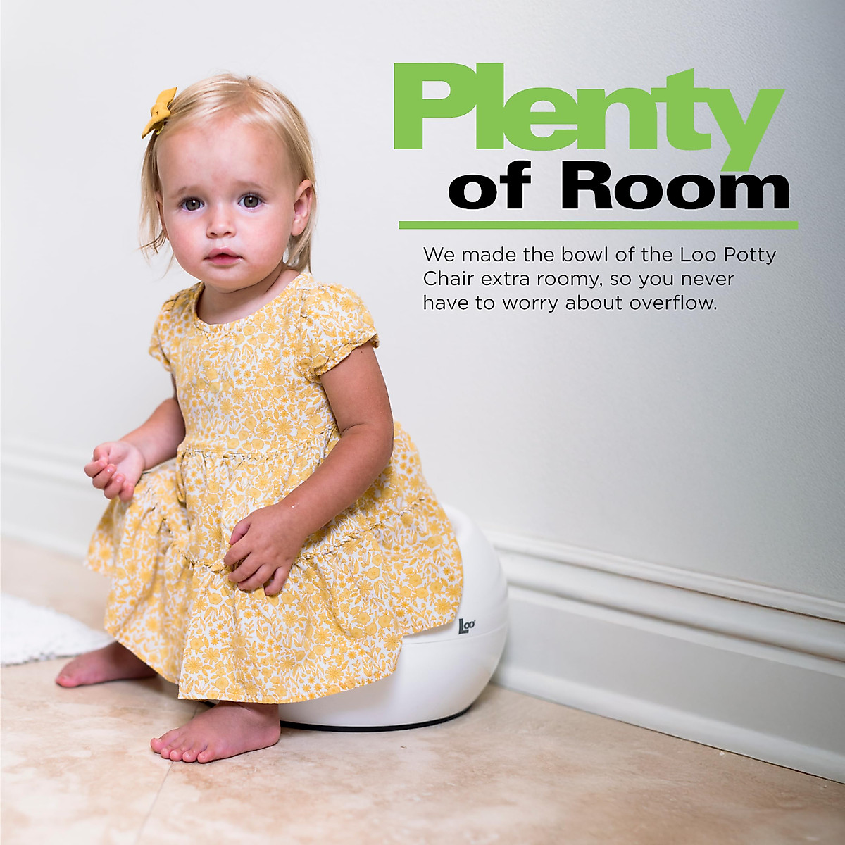 Joovy Loo Potty Training Toilet Featuring Splash Guard, Removable Inner Bowl, Non-Slip Base, and Low Anti-Tipping Profile - BPA, PVC & Phthalate Free - White