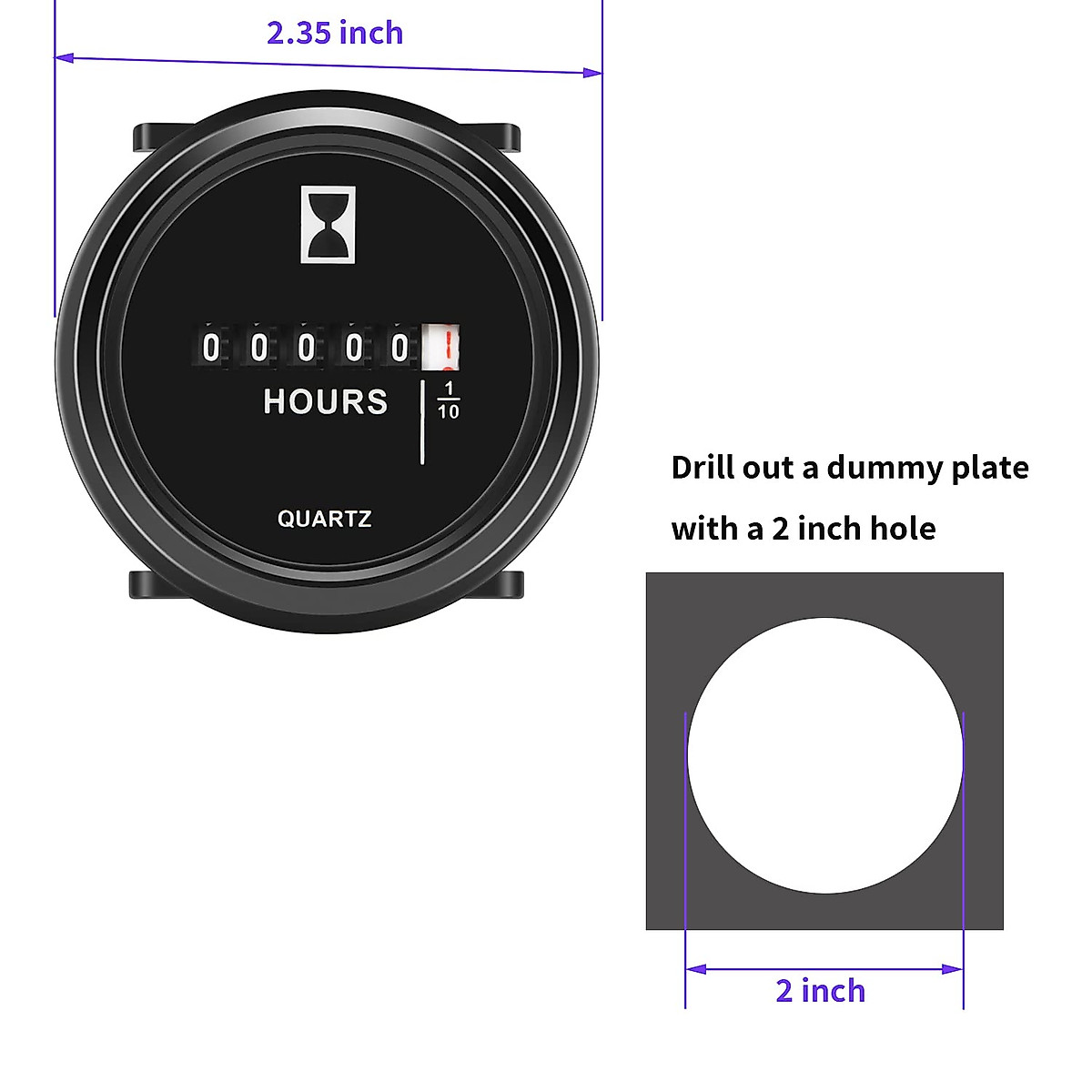 Mechanical Engine Hour Meter AC 110V 120V 220V 230V for Air Compressor Golf cart Club Generator ATV Lawn Mower Chainsaw Tiller Chipper