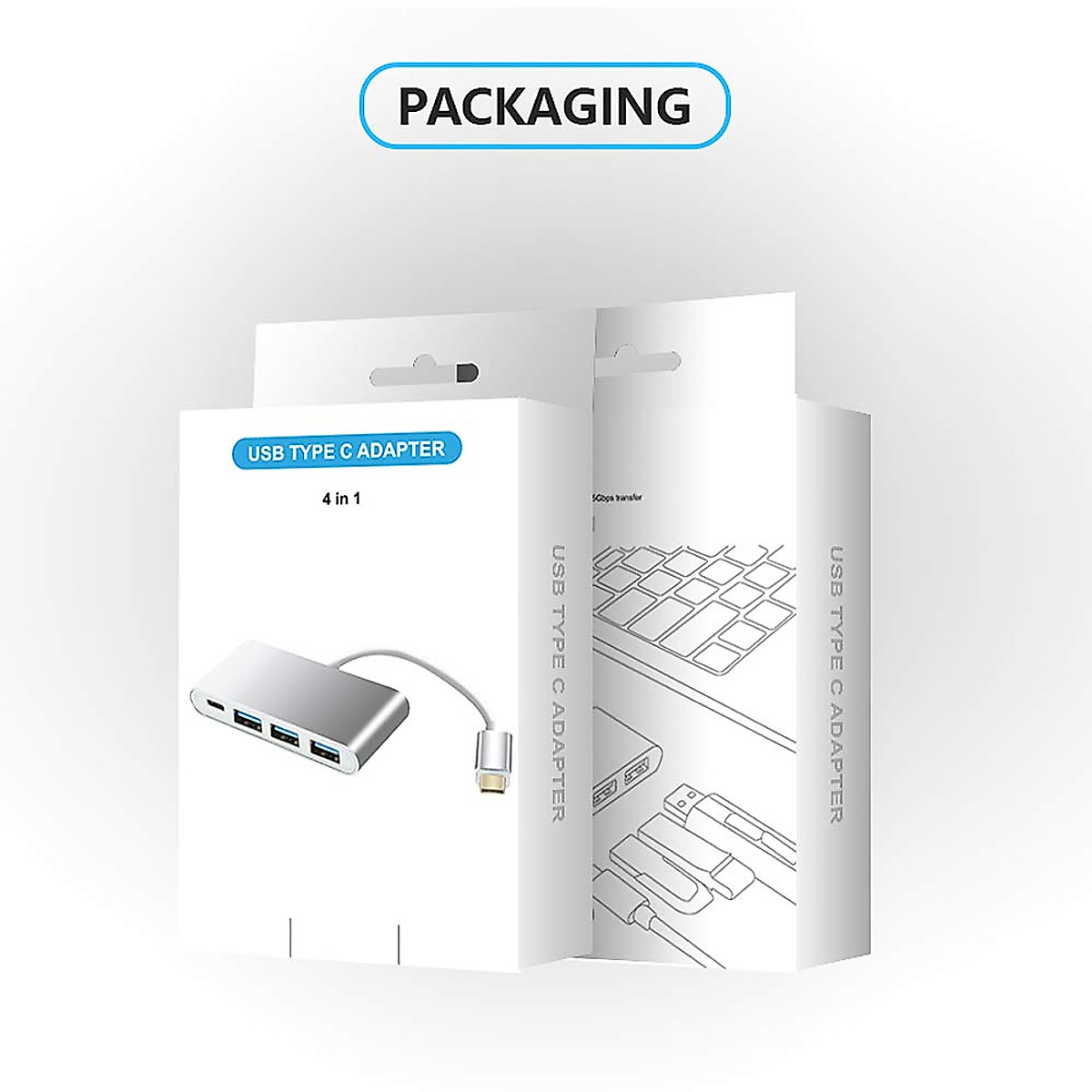 USB C hub HDMI Adapter, 4 in 1 Type C hub, 100W Power Supply, USB3.0 * 3+Type-C Interface, Suitable for MacBook Air, MacBook Pro, XPS, etc.