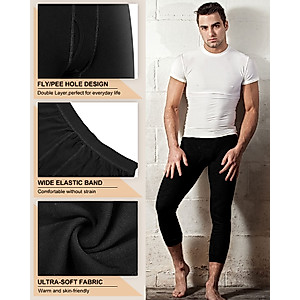 Jecery 4 Pcs Lightweight Men's Thermal Underwear Pants Warm Long Johns Leggings Base Layers Bottoms Winter (Black Gray,Large)