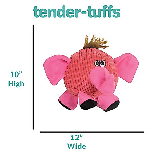 SmartPetLove Snuggle Puppy Tender-Tuffs Round Plush Dog Toys Bundle - Cow, Pig, and Elephant - Large Tough Animal Squeaky Ball Toys