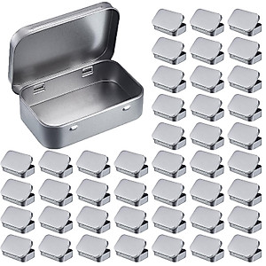 3 Pack 3.75 by 2.45 by 0.8 Inch Silver Metal Rectangular Empty Hinged Tins Box Containers with Lids Mini Portable Box Small Storage Kit, Home Organizer