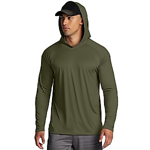 Zengjo Lightweight Hoodie Men Athletic UV Protection(Army Green,M)
