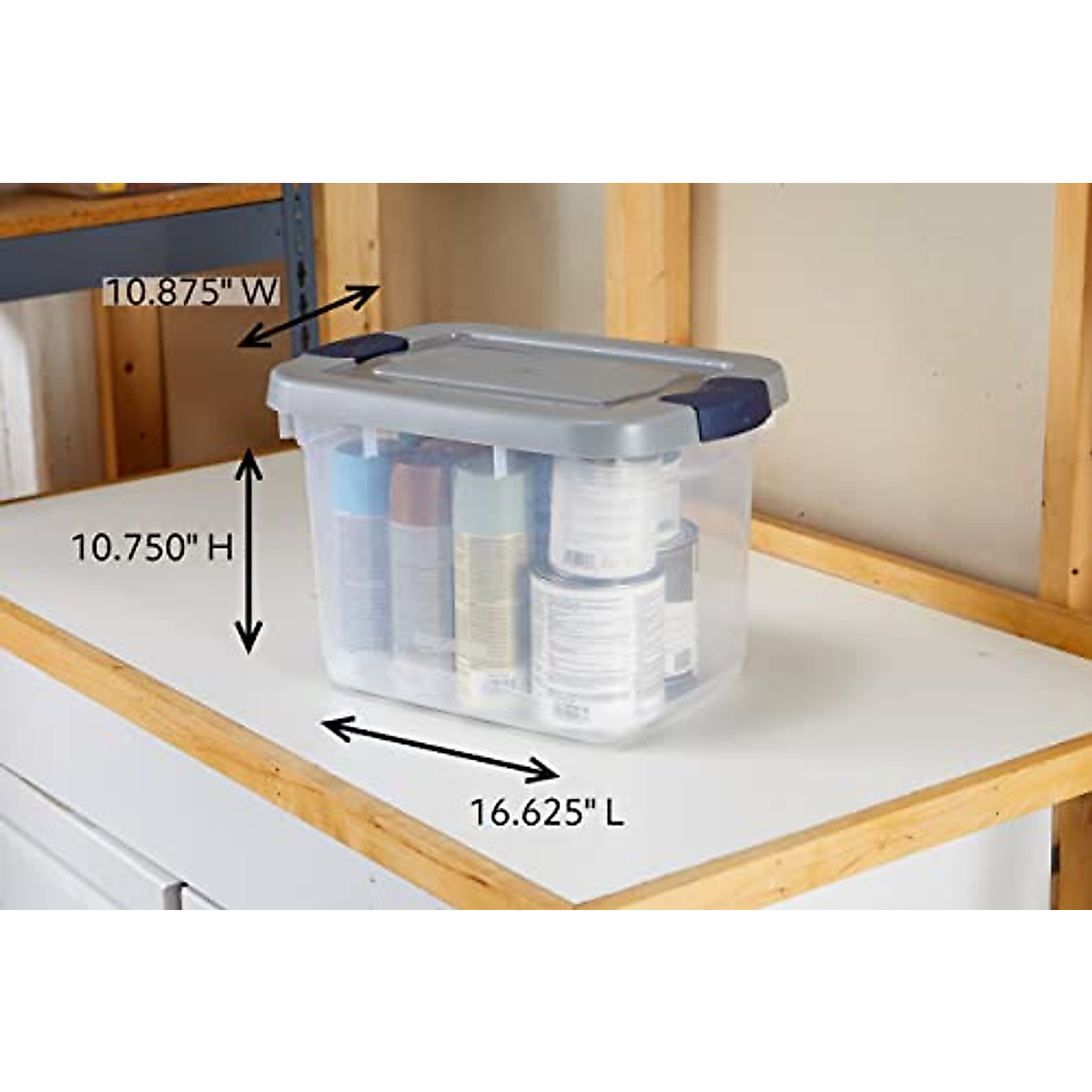 Rubbermaid Roughneck Clear 19Qt/ 4.75 Gal Storage Containers, Pack of 6, with Snap-Fit Grey Lids, Visible Base, Sturdy and Stackable, Great for Storage and Organization