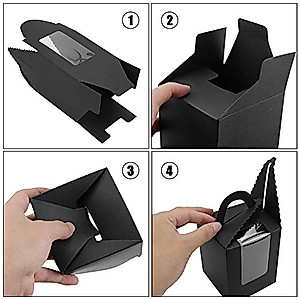 BILLIOTEAM 60PCS Black Single Cupcake Boxes, Clear Window Inserts Handle Cupcake Muffins Cupcake Carriers Pastry Containers Bakery Wrapping Party Favor Packing For Wedding Cupcake Favor Boxes