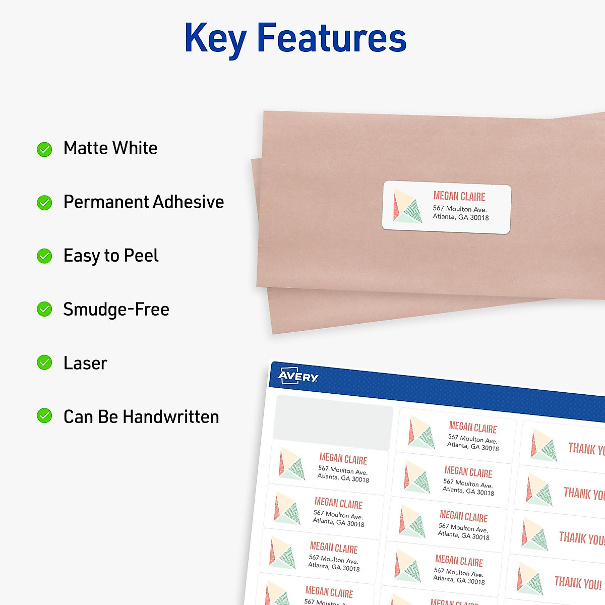 Avery Easy Peel Printable Address Labels with Sure Feed, 1" x 2-5/8" Customizable Stickers, White, 15,000 Blank Mailing Labels, Great for Mailing, Shipping, and More (2-Pack of 5960)