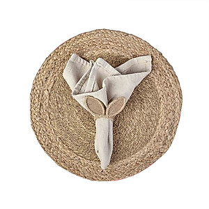Trunkin' Set of 2, 13.5" Natural Braided Jute Placemat | Table Placemats for Easter Holiday or Spring Season | Table Mats for Party, Wedding