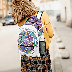 CUXWEOT Basketball Watercolor Art Personalized School Backpack Casual Schoolbag with Name for Boys Girls Gift