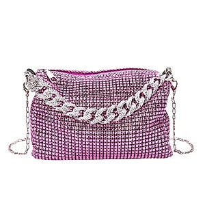 Bling Rhinestone Hobo Bag for Women Crystal Evening Handbag Underarm Bag Tote for Party Wedding