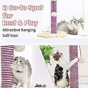 ABclown Cat Scratching Post Cat Tree Small Cat Tower with Natural Sisal Pole and Carpet Covered Heavy Base, Cat Claw Scratcher for Indoor Small Cats, Kitten Climbing Pole for Play Rest