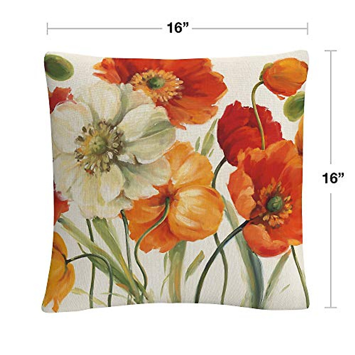 Trademark Fine Art Poppies Melody I by Lisa Audit, 16x16 Decorative Throw Pillow