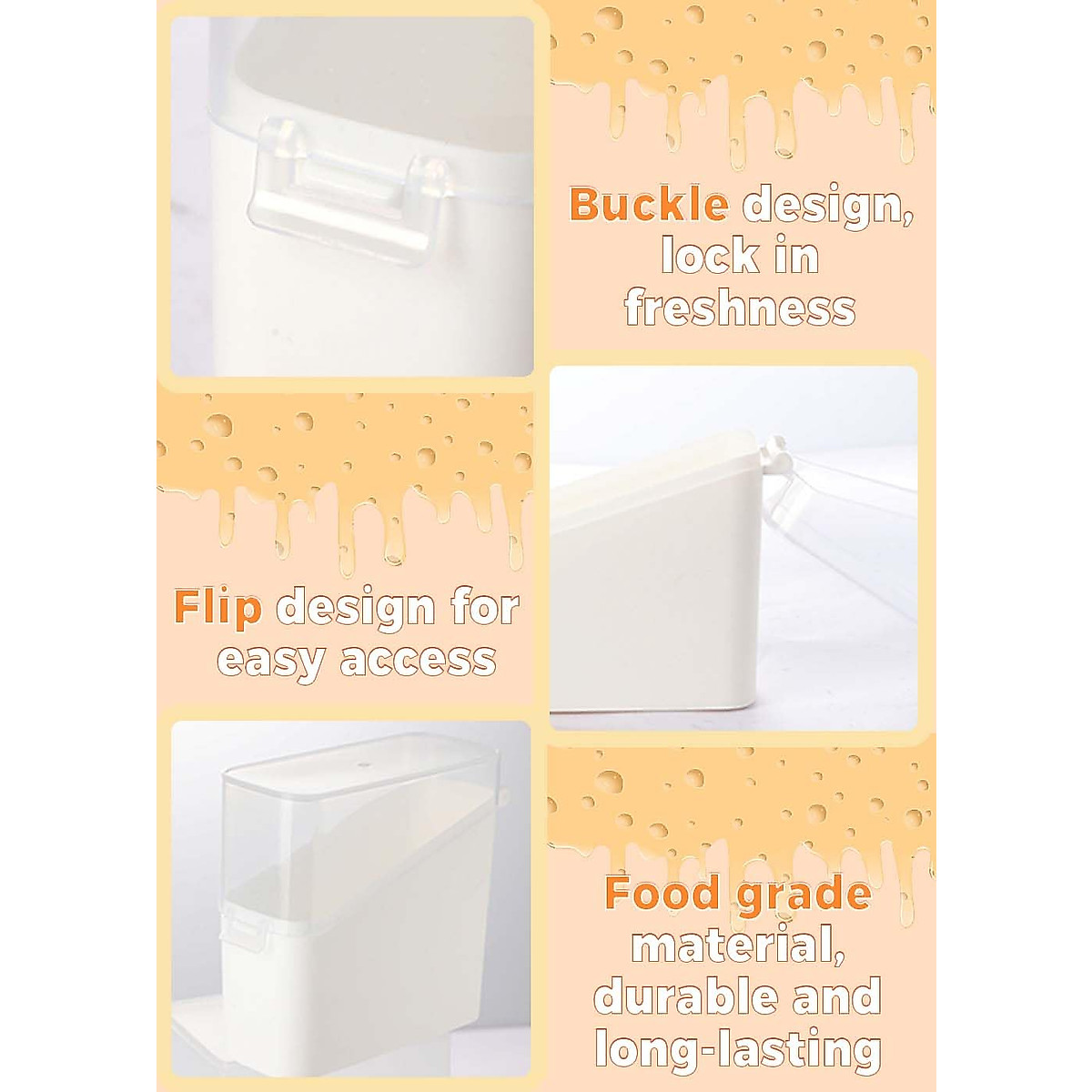 MININAI Sliced Cheese Container for Fridge, 2/4 PCS Cheese Storage Box with Flip Lid Plastic Cheese Keeper Cheese Saver Holder (2pcs)