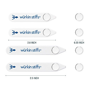 Würkin Stiffs Stiff-N-Stay Magnetic Collar Stays for Men – 2.0” and 2.5" Plastic Power Stays, 2 Pair Set with Case - Adjustable & Durable Shirt Collar Straighteners - As Seen on Shark Tank