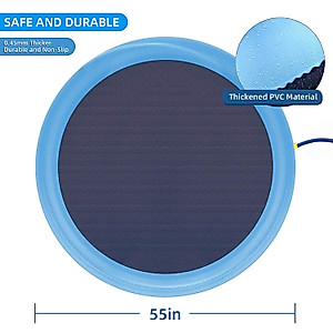 Splash Pad for Pets, Outdoor Water Play Mat with Non-Slip Backing, Inflatable Splash Pad with Built-in Sprinkler System (67 inch)