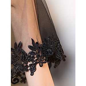 MisShow Women's Lace Appliques Shawls Wedding Bridal Cape Shoulder Covers Bolero,Black