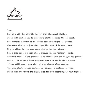 Coralrain Long Hooded Raincoat Safety Waterproof Emergency Rain Jacket Poncho for Men Women Adults