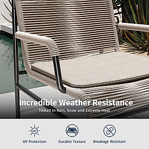 EAST OAK 3-Piece Patio Furniture Set, Outdoor Bistro Set with PE Rattan Wicker Wide Chairs, Soft Cushions & Coffee Table, Modern All-Weather Wicker Patio Set for Garden and Porch, Creamy Apricot