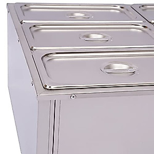 BoTaiDaHong 6 Pot Electric Food Warmer Steamer Buffet Server Heater Countertop Plate 850W 110V Table Countertop Kitchen Equipment Buffet Steam Table Large Capacity