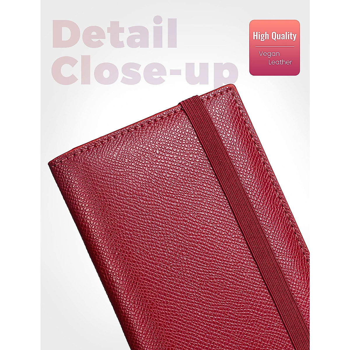 Yarnic Checkbook Cover for Personal Checkbook, Checkbook Holder with Pen Holder & Built-in Clear Plastic Divider for Duplicate Checks (Dark Red)