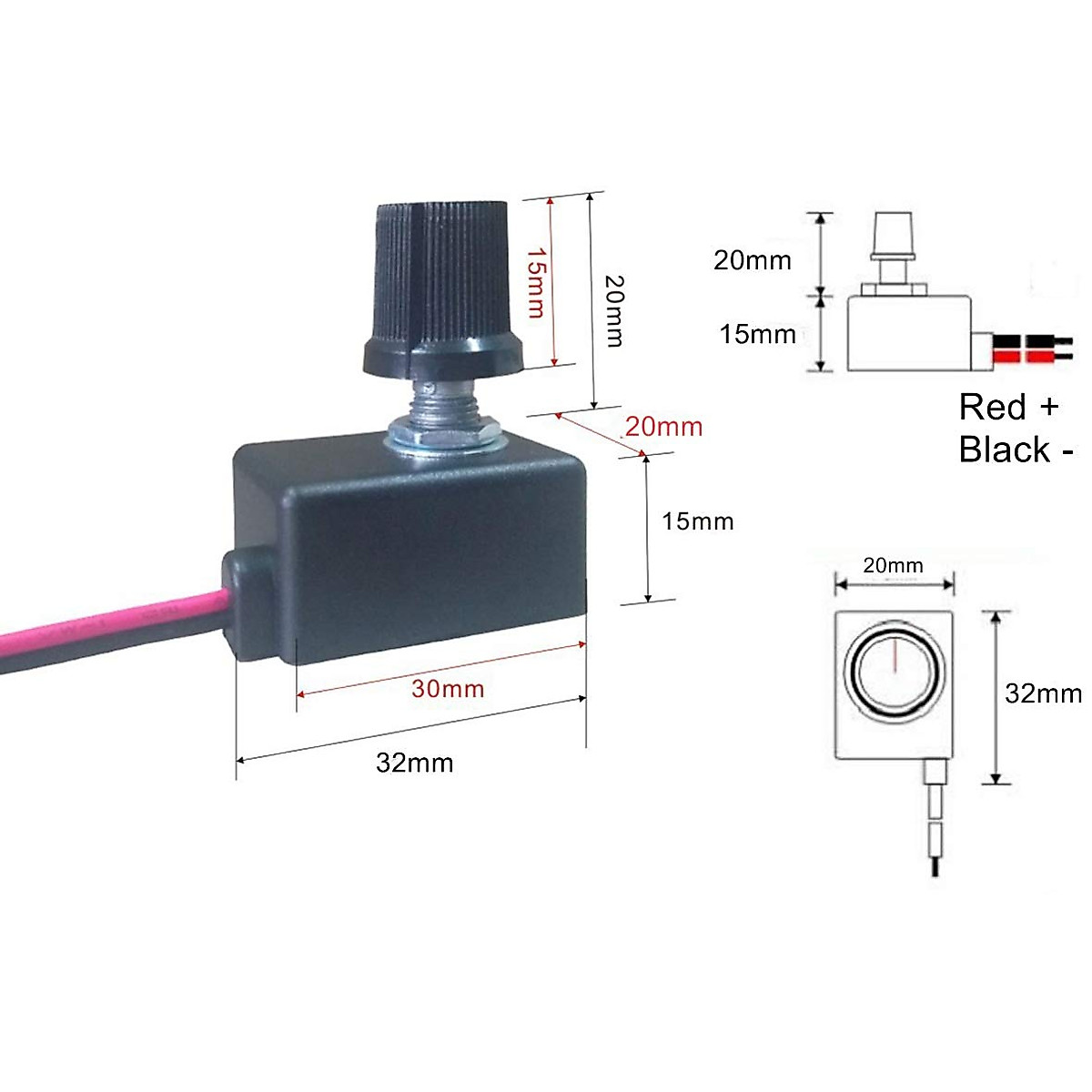 Quentacy DC 0/1-10V LED Dimmer Knob Controller Rotary Mini Switch PWM Dimming for Dimmable Interior Lighting Spotlight Grow Lamp LED Driver