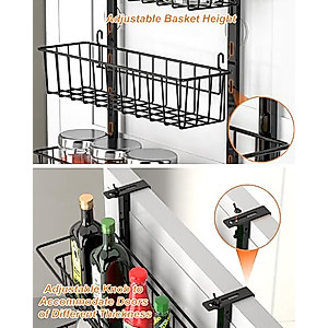 Cibert 6-Tier Wall Mount Spice Rack Organizer, Metal Pantry Organization and Storage, Hanging/Wall Mount Basket Spice Rack Shelves Door, Home Kitchen Bathroom Laundry Room Essentials accessories