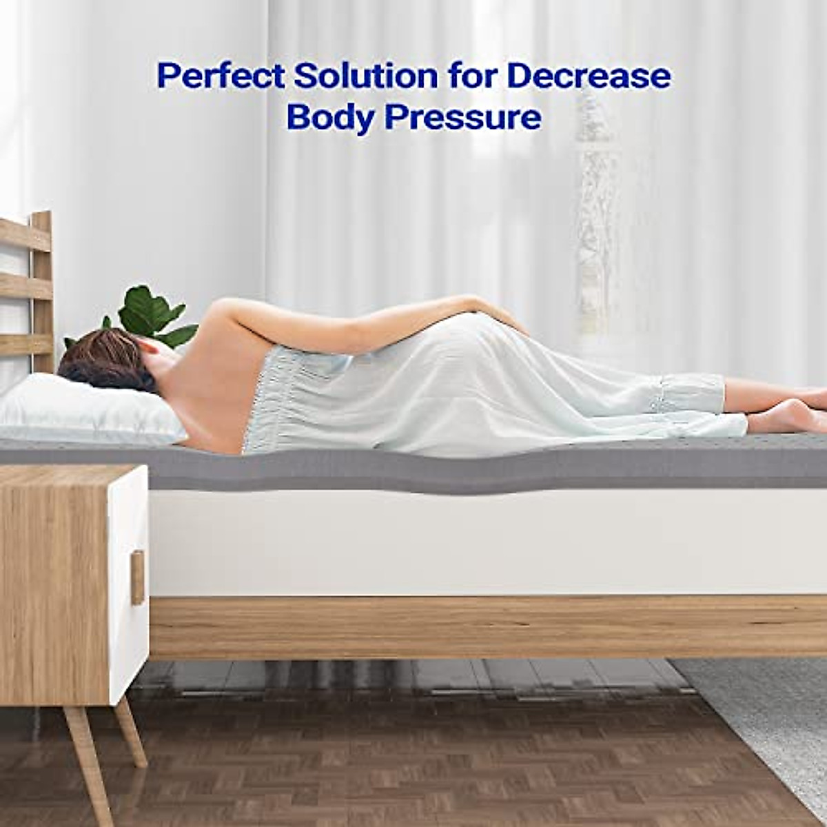 Maxzzz 2 Inch Memory Foam Mattress Topper King Size, Medium Firm Bamboo Bed Mattress Topper, Ventilated Mattress Pad CertiPUR-US Certified Plush