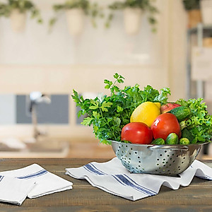 Avalon Kitchen Dish Towels Set (Value Pack of 15) Size 15x25 Inch, 100% Cotton Soft & Absorbent Linen Kitchen Towels, Tea Towels, Reusable Cleaning Cloths for Household Cleaning (Blue)