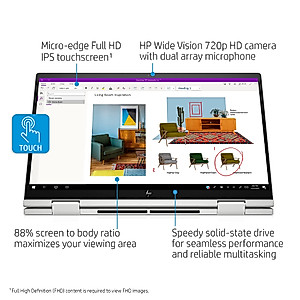 HP Newest Envy x360 Convert 15.6" FHD IPS Touchscreen Premium 2-in-1 Laptop, 11th Gen Intel Quad-Core i5-1135G7, 8GB RAM, 2TB PCIe SSD, Backlit Keyboard, Fingerprint, Windows 10 Home + HDMI Cable