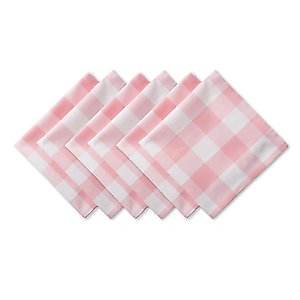 DII Buffalo Check Collection, Classic Farmhouse Tabletop Set, Napkin Set, 20x20, Pink & White, 6 Piece