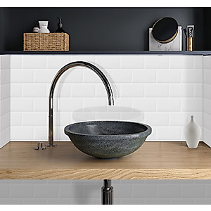 DEWOO Peel and Stick Tile Backsplash for Kitchen Wall, 10-Sheet White Subway Kitchen Backsplash Tiles (12"×12")