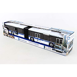 Daron RT8563 New York City MTA Metro Articulated Electric Bus 1:43 Scale- 16 Inches long White/Blue/Black
